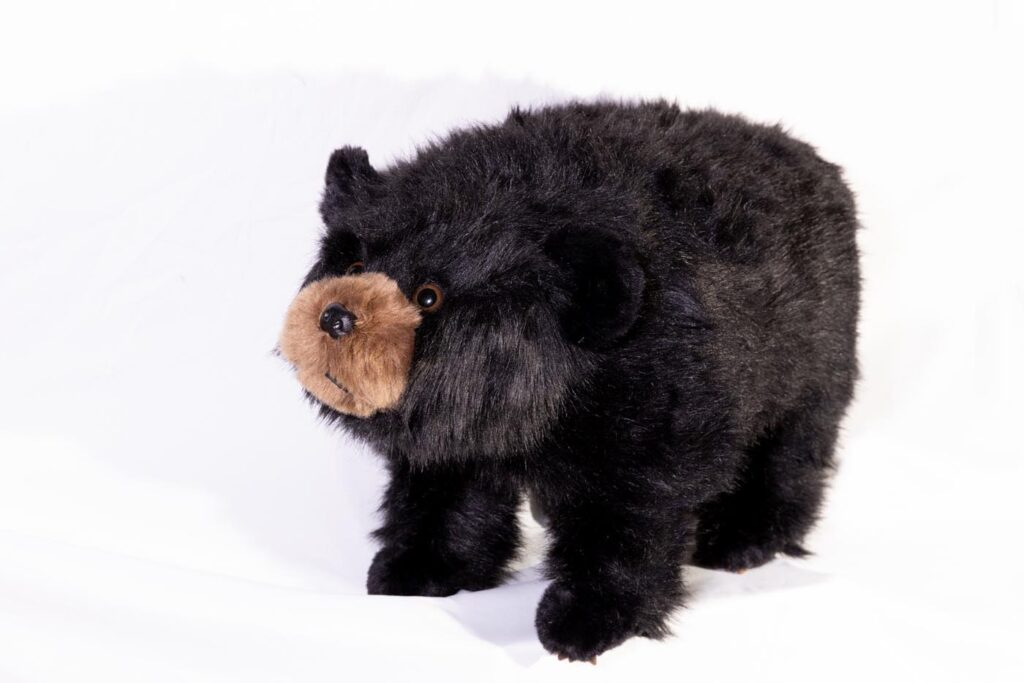 Black Shaggy Bear Footstool - Cabin Fever Truckee