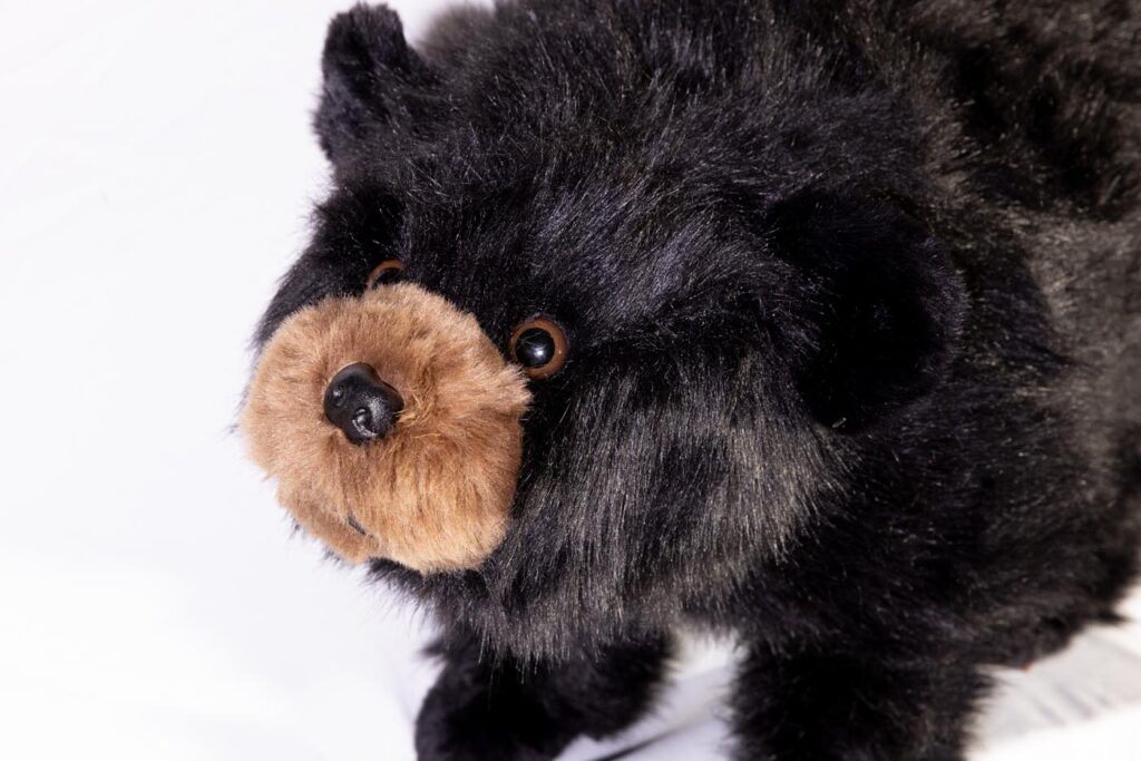 Black Shaggy Bear Footstool - Cabin Fever Truckee